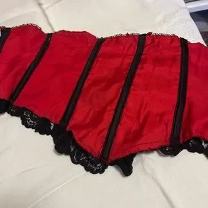 glydons | Intimates & Sleepwear | Waist Corset In Red Satin And Black ...